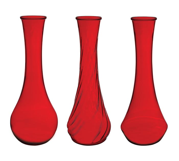 PLASTIC RUBY RED VASE ASSORTMENT