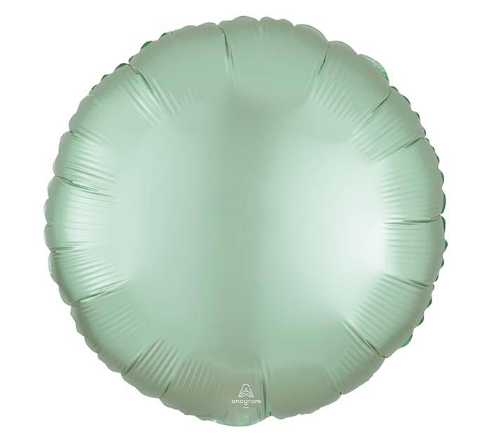 17" Solid Satin Luxe Mint Green Round Foil Balloons