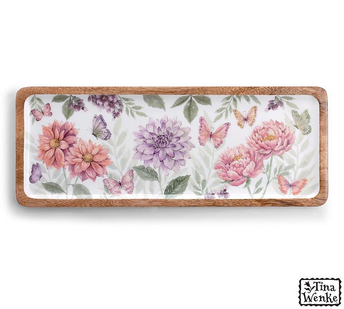 Floral Mango Wood Tray