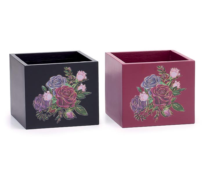 WOOD ROMANTIC ROSES PLANTER