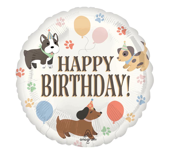 17"PKG HBD PAWSOME PARTY DOGS