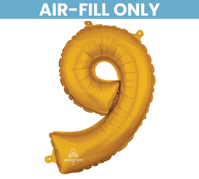 16Inch Package Sha Number 9 Gold Foil Balloons