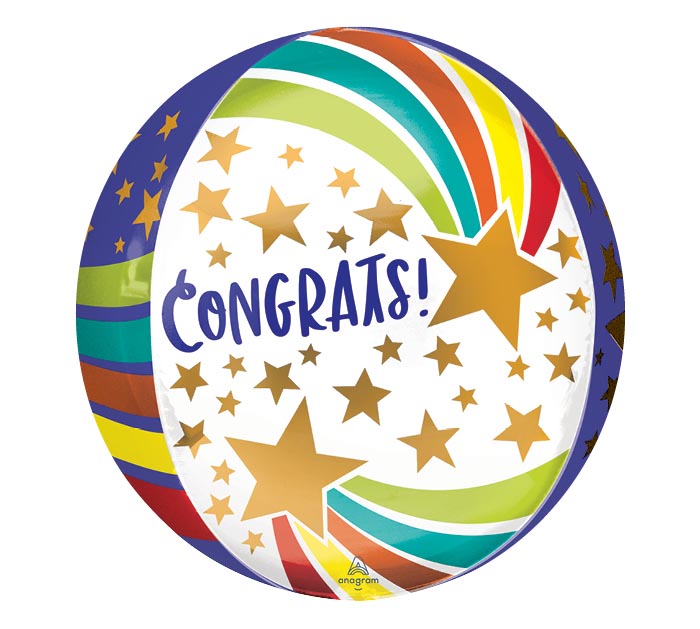 16" Package Congrats Stars Orbz Balloon
