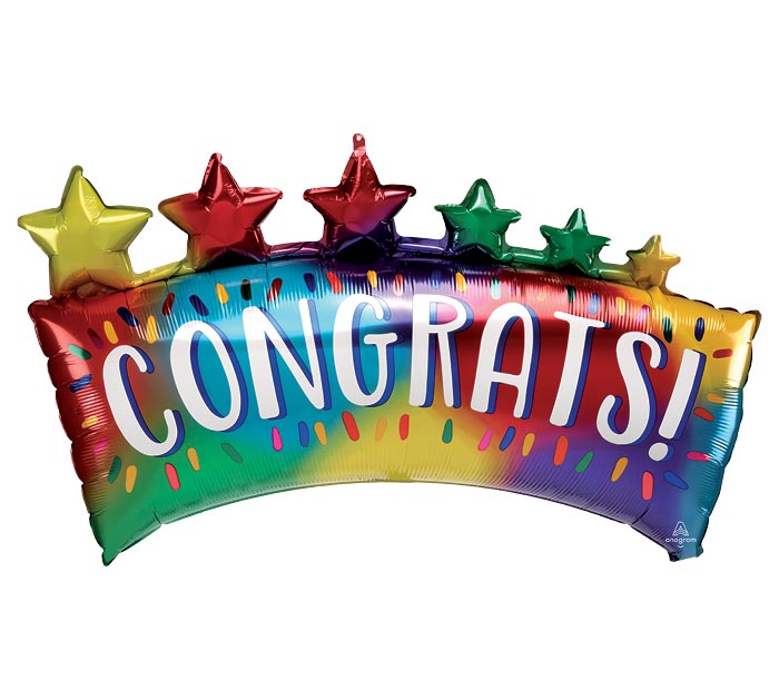34" Package Congrats Star Banner Balloon