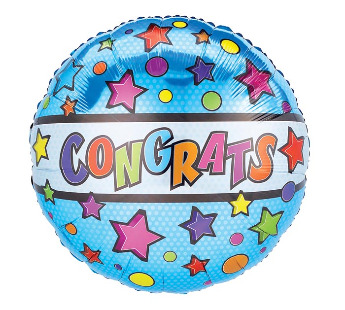 36" Package Congrats Stars Dots Jumbo Foil Balloons