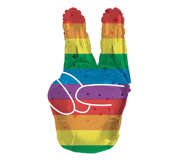 28Inch Pkg Rainbow Peace Sign Foil Balloons