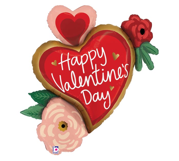 32"PKG HVD VALENTINE HEART FLOWERS SHAPE
