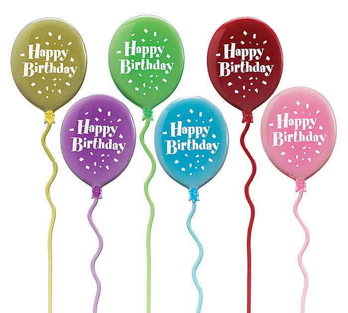 Happy Birthday Balloon Plastic Pick Set