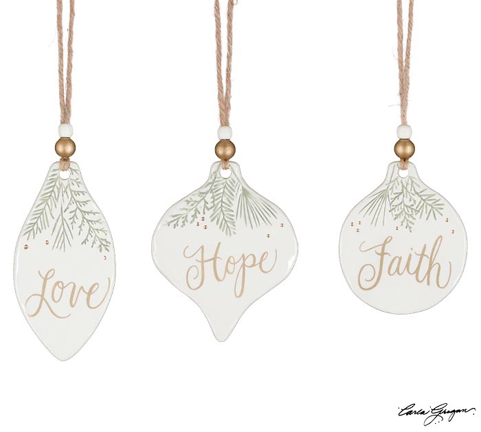 Green Sprigs Assorted Shapes/Msg Ornament