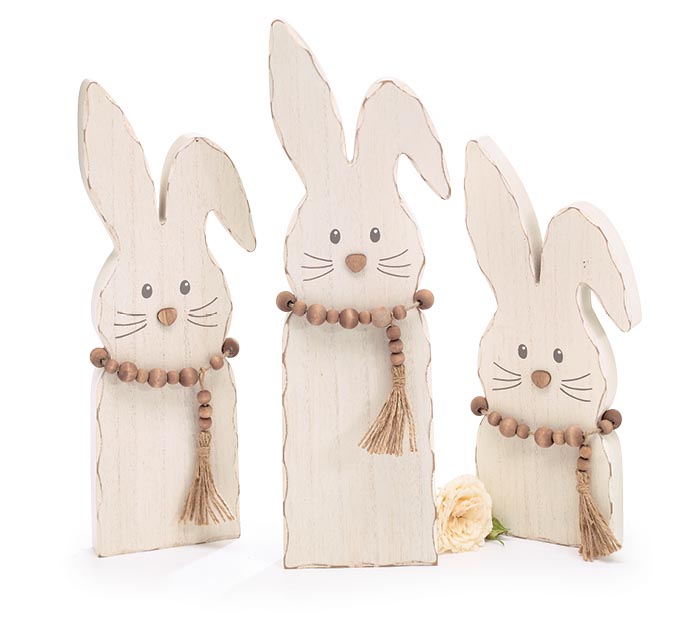 WOOD POST BUNNIES WITH BEADS