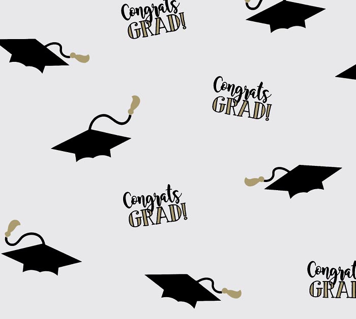 GRADUATION CAPS ON CLEAR CELLO SHEETS