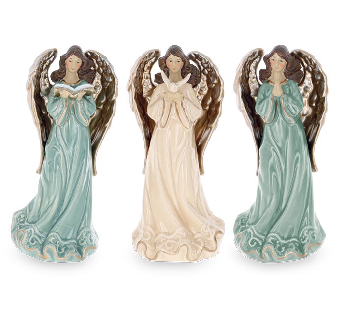 ASTD 3 DESIGNS PORCELAIN ANGEL FIGURINES