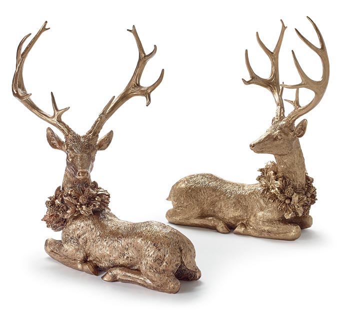 GOLD LYING DEER PAIR DECOR