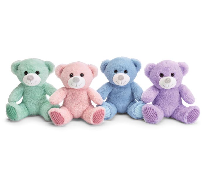 PLUSH PASTEL BEAR ASTD CORDUROY FEET