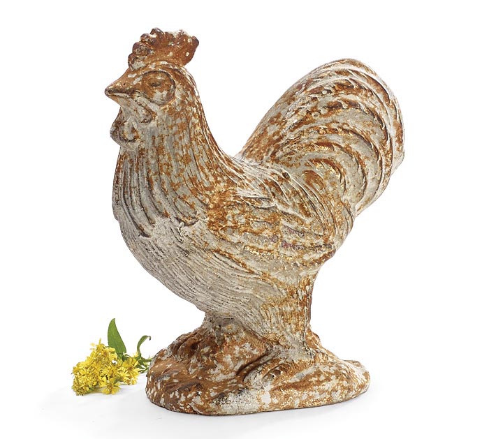 Rustic Metal Rooster Figurine