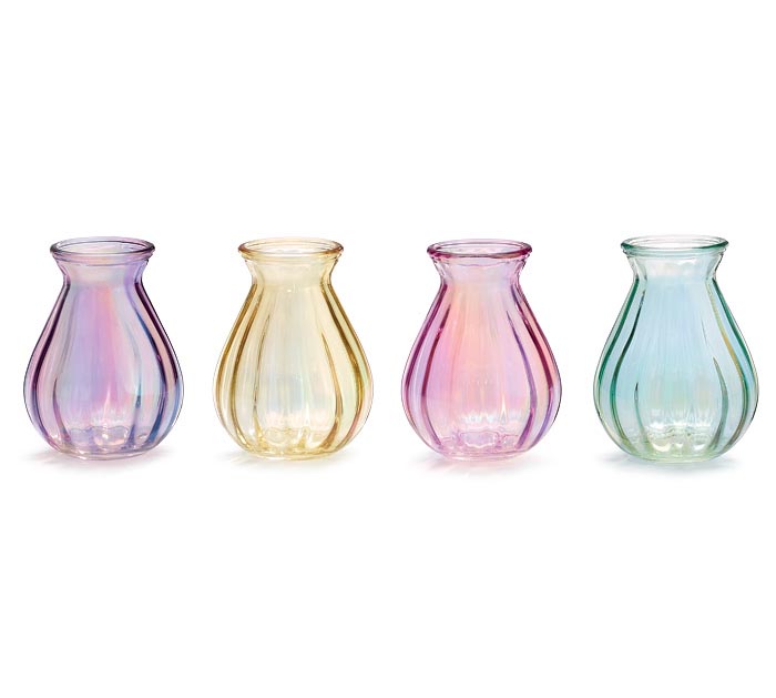 Small Iridescent Spring Glass Bulb Vase