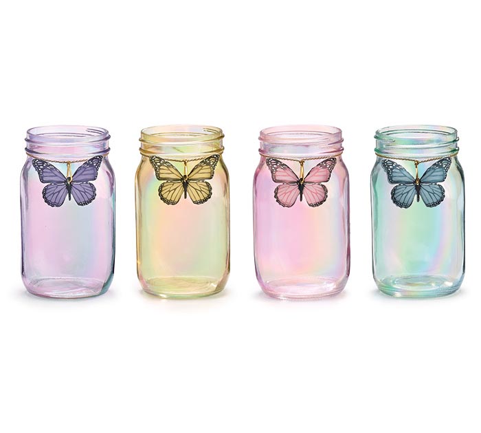 Iridescent Butterfly Quart Mason Jar
