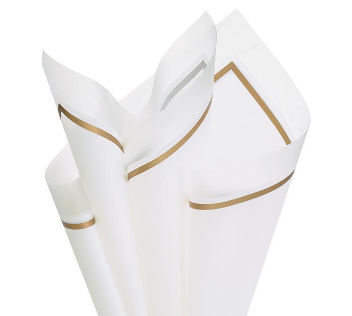 Floral Wrap Solid White Gold Trim