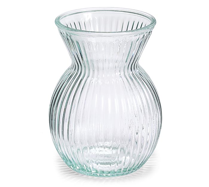 Clear Ribbed Vase With Flare Rim
