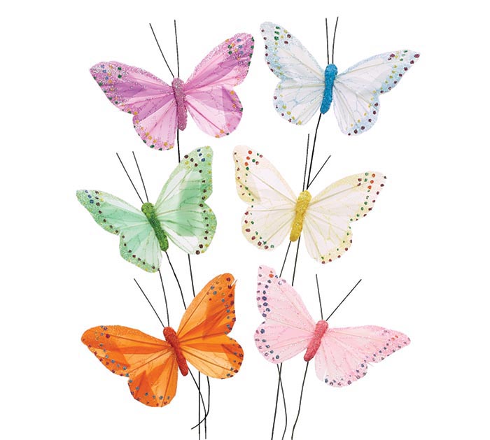 Pastel Feathers Butterfly Pick Set