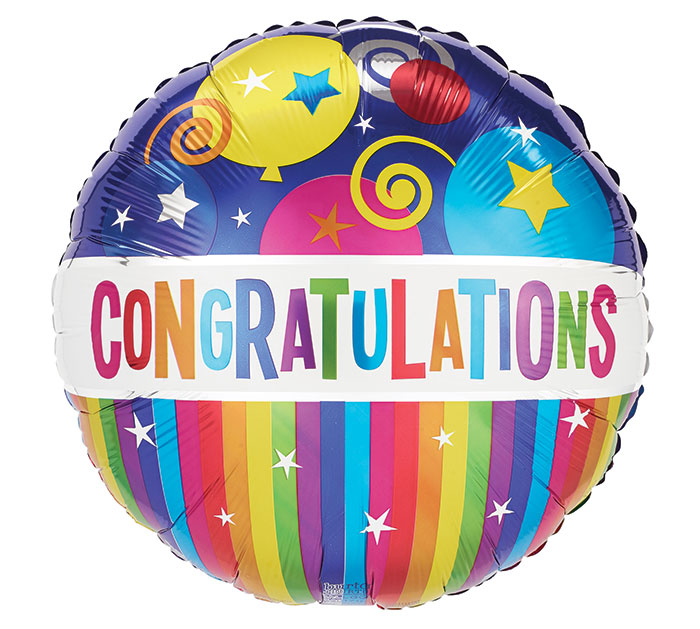17" Package Congratulations Stripes Balloon